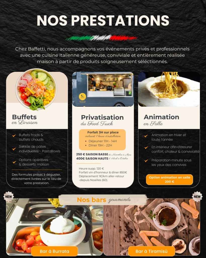 Baffetti Traiteur – Livraison & Food Truck Italien